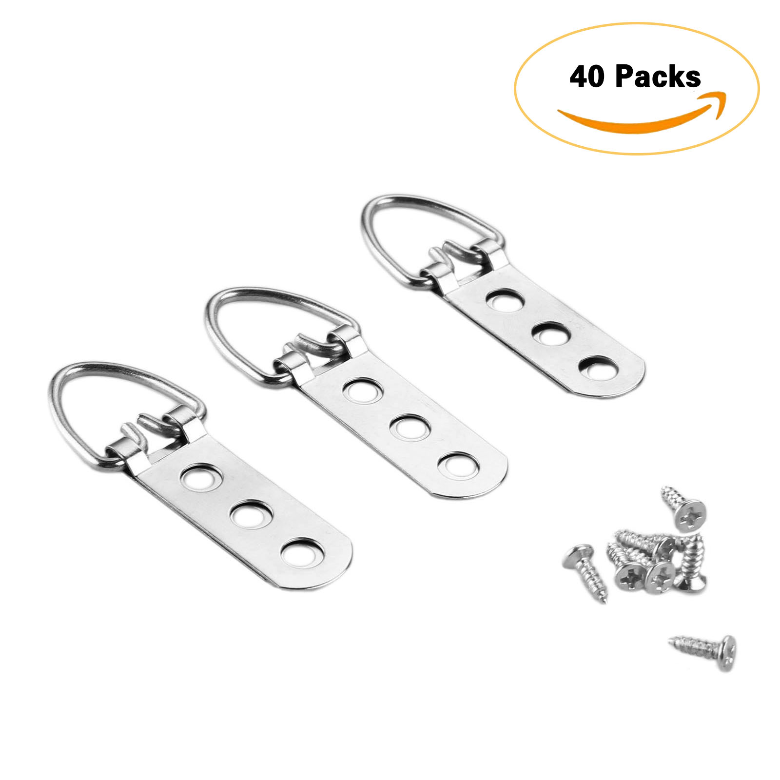 20/40Pcs D-Ring Picture Hangers & Screws 3 Hole Heavy Duty Frame ...